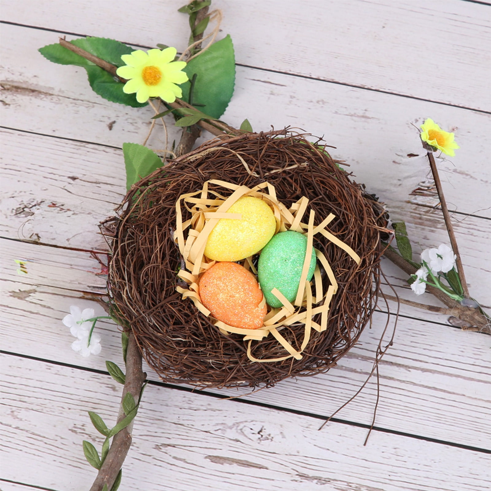 4 Pcs Easter Bird Nest with Eggs Spring Party Decoration Handmade ...