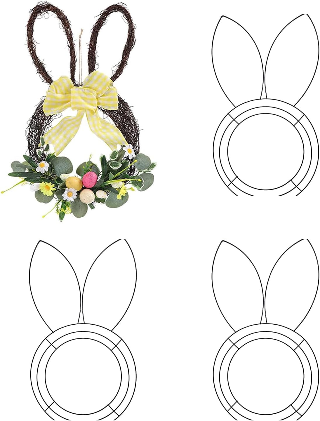 4 Pcs Easter Rabbit/Heart/Bee/Carrot Wreath Metal Frame, Wire Form ...