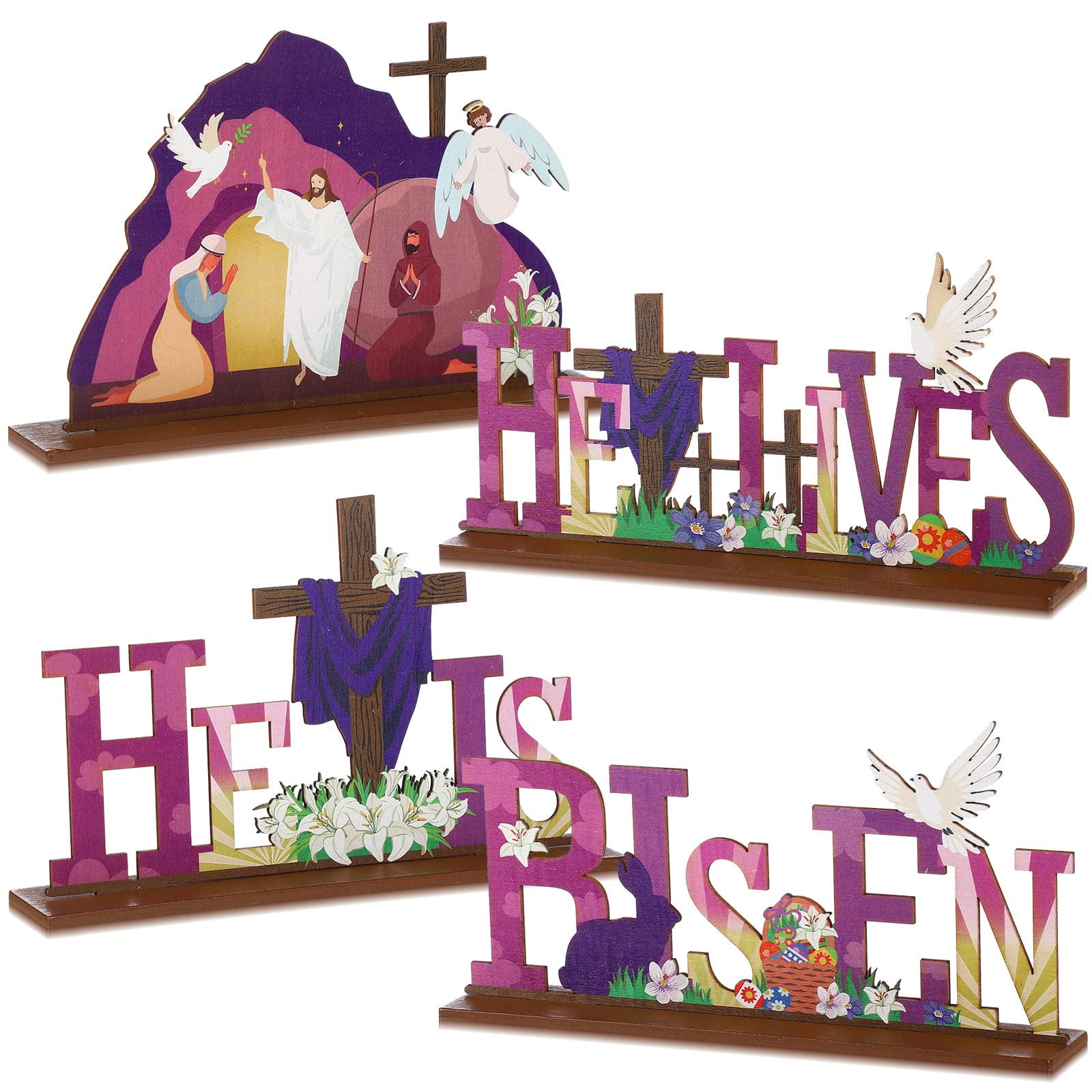 4 Pcs Easter Table Decorations He Is Risen Tabletop Decorations Easter ...