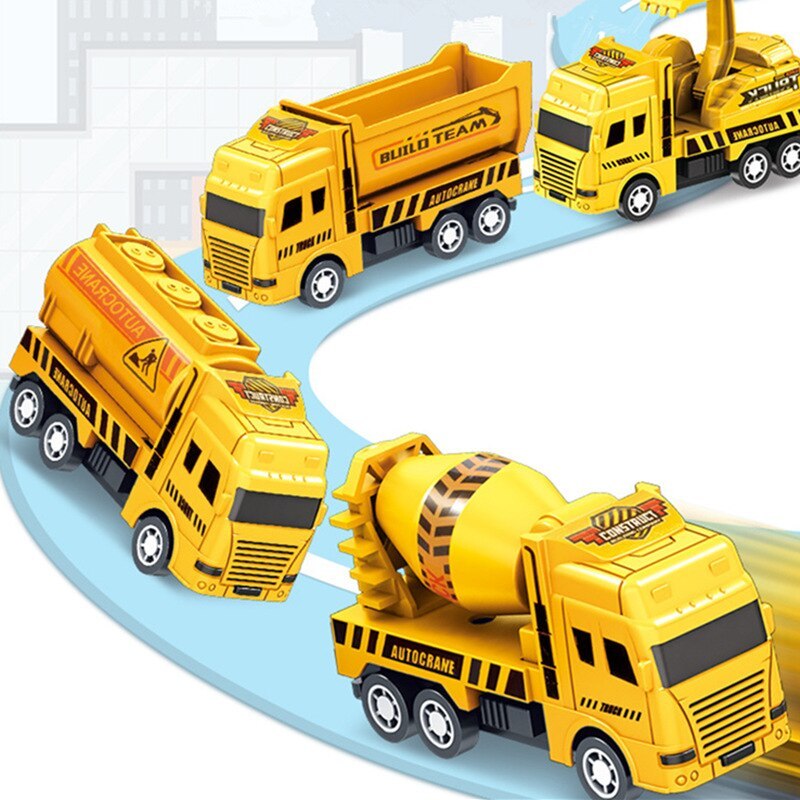4 Pcs Educational Cars Children Kid Pull Back Toy Warrior Engineering ...