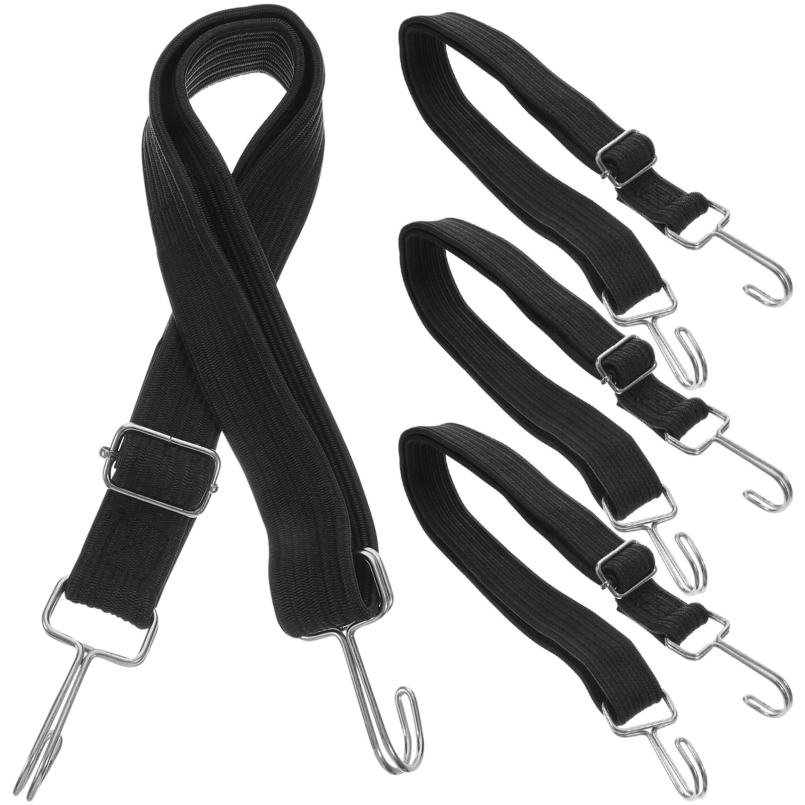 4 Pcs Elastic Rope Bungee Cords Heavy Duty Outdoor Hooks Adjustable ...