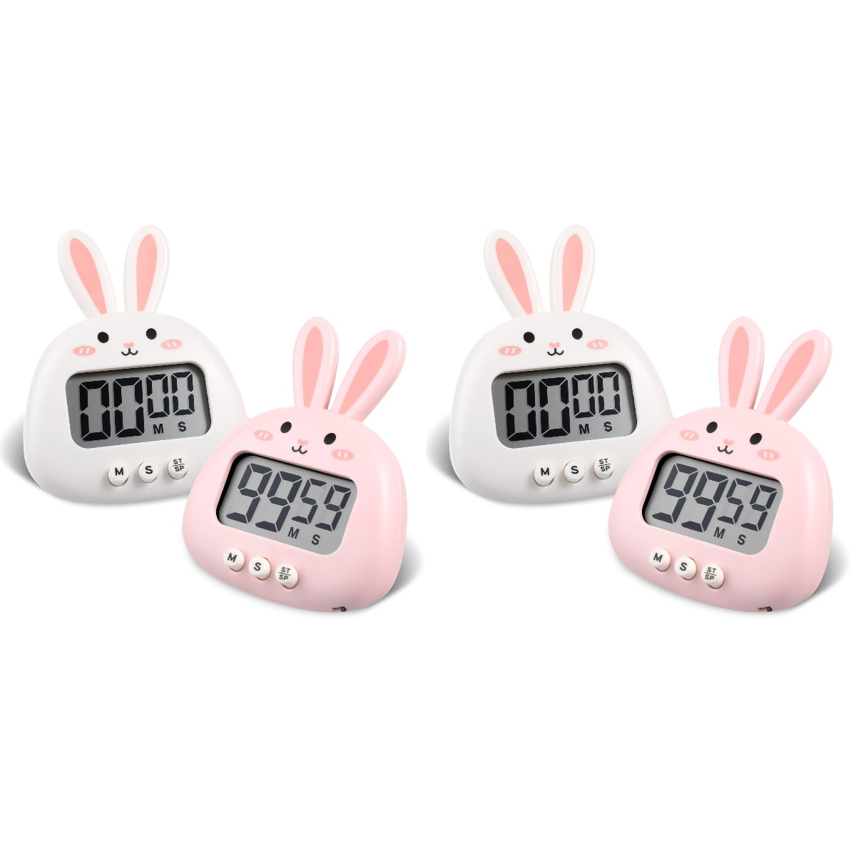 4 Pcs Electronic Timers Cartoon Bunny Digital Timers Magnetic Timers ...