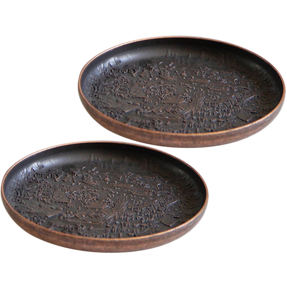 4 Pcs Embossed Coasters Decor Copper Saucer House Warming Present Table ...