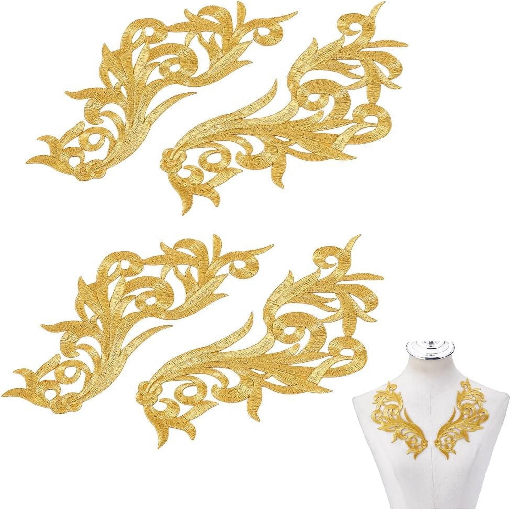 4 Pcs Embroidered Applique Patch Gold Mirror Lace Floral Iron on ...