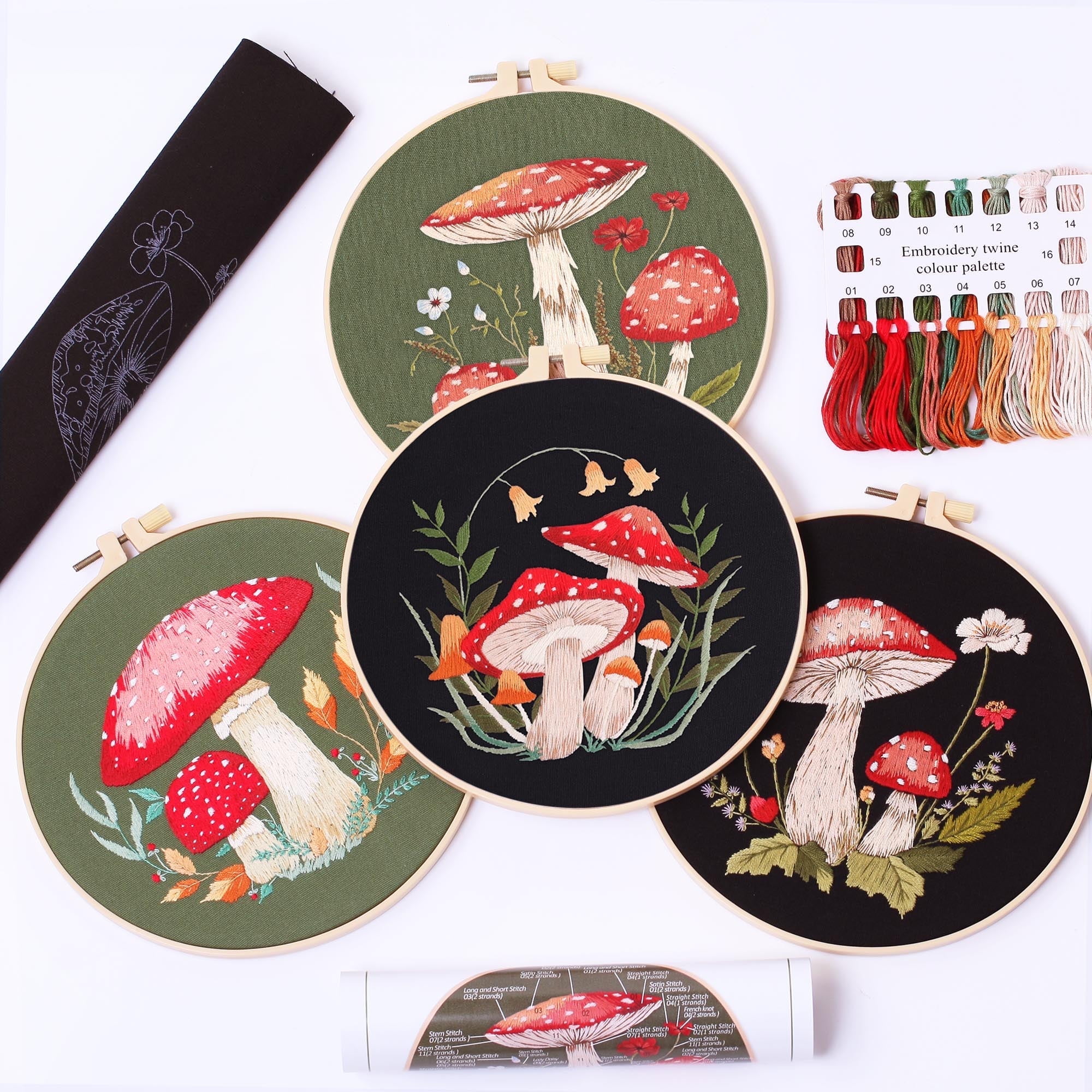 Harimau 4Pcs Embroidery Starter kit with Patterns and Instructions, DIY ...