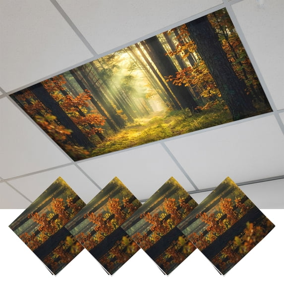 4 Pcs Enchanted Forest Fluorescent Light Covers Fall Nature Sunlight ...