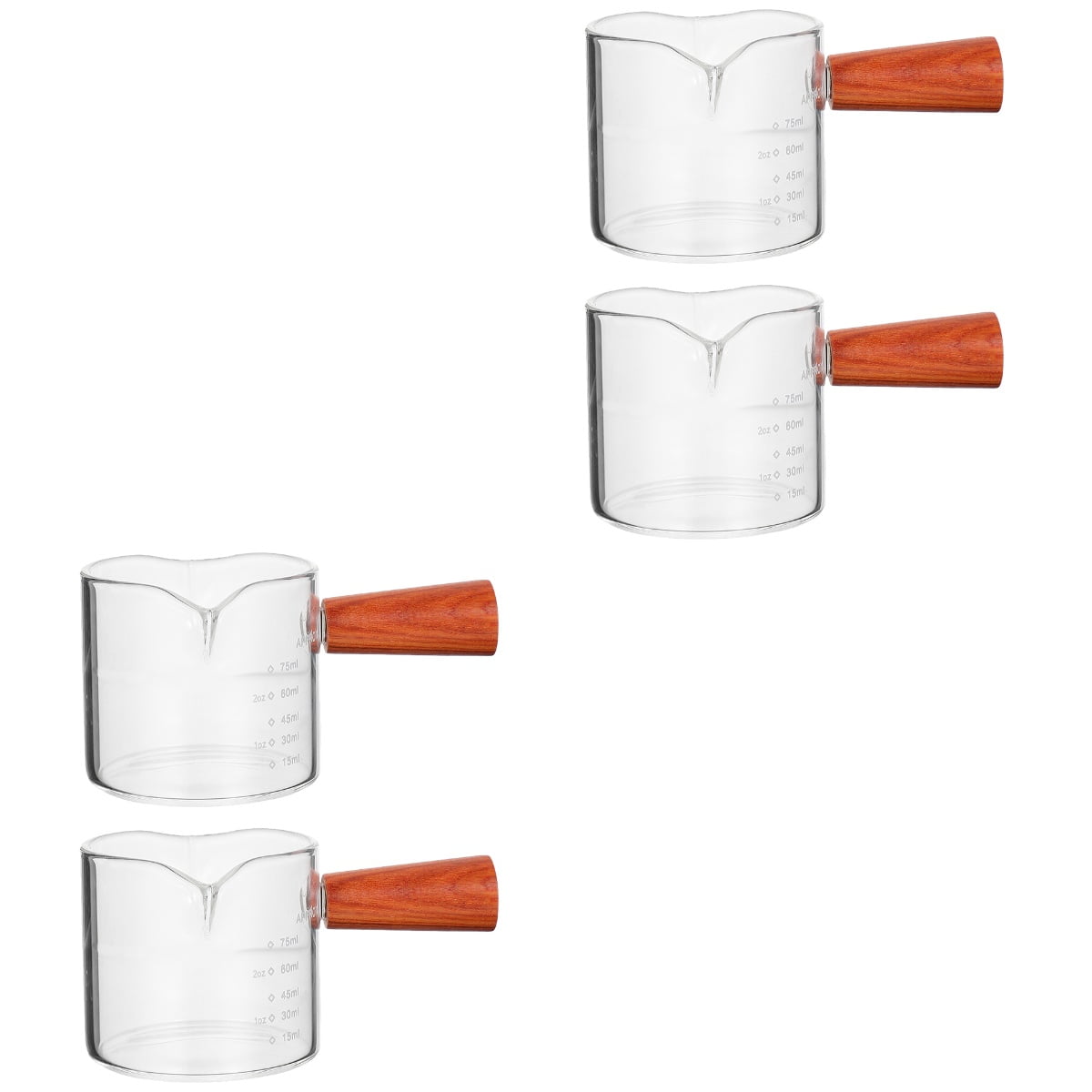 4 Pcs Espresso Shot Glass Double Spout Measuring Triple Pitcher Cup ...