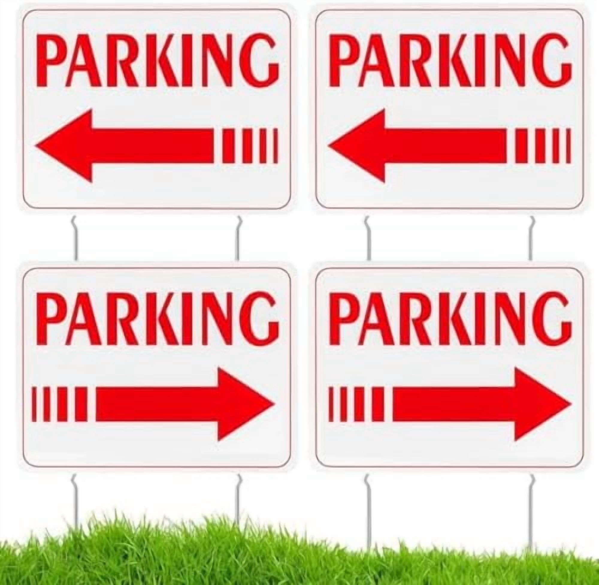 4 Pcs Event Parking Sign with Stake,16x12 Inch Outdoor Parking Signs ...