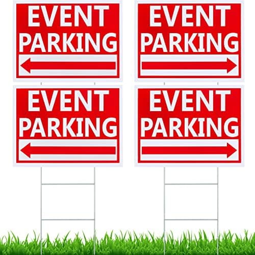 4 Pcs Event Parking Signs with Arrow 16 x12 Waterproof Double Sided ...