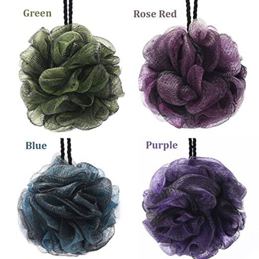 4 Pcs Exfoliating Soft Mesh Shower Puffs - Luxurious Bath Sponge Bubble ...