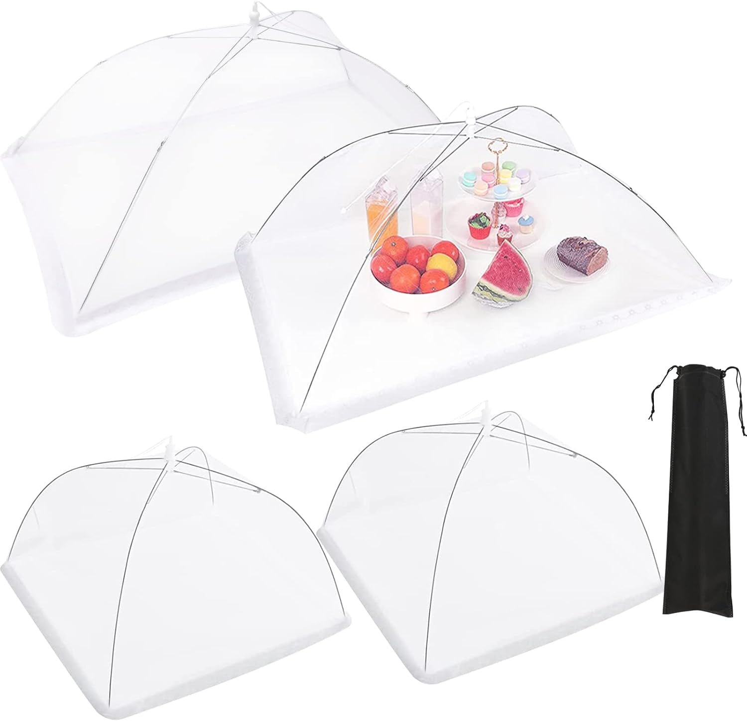4 Pcs Extra Large Mesh Food Cover Tent Umbrella Food Screen Covers for Outside Pop-up Mesh ...