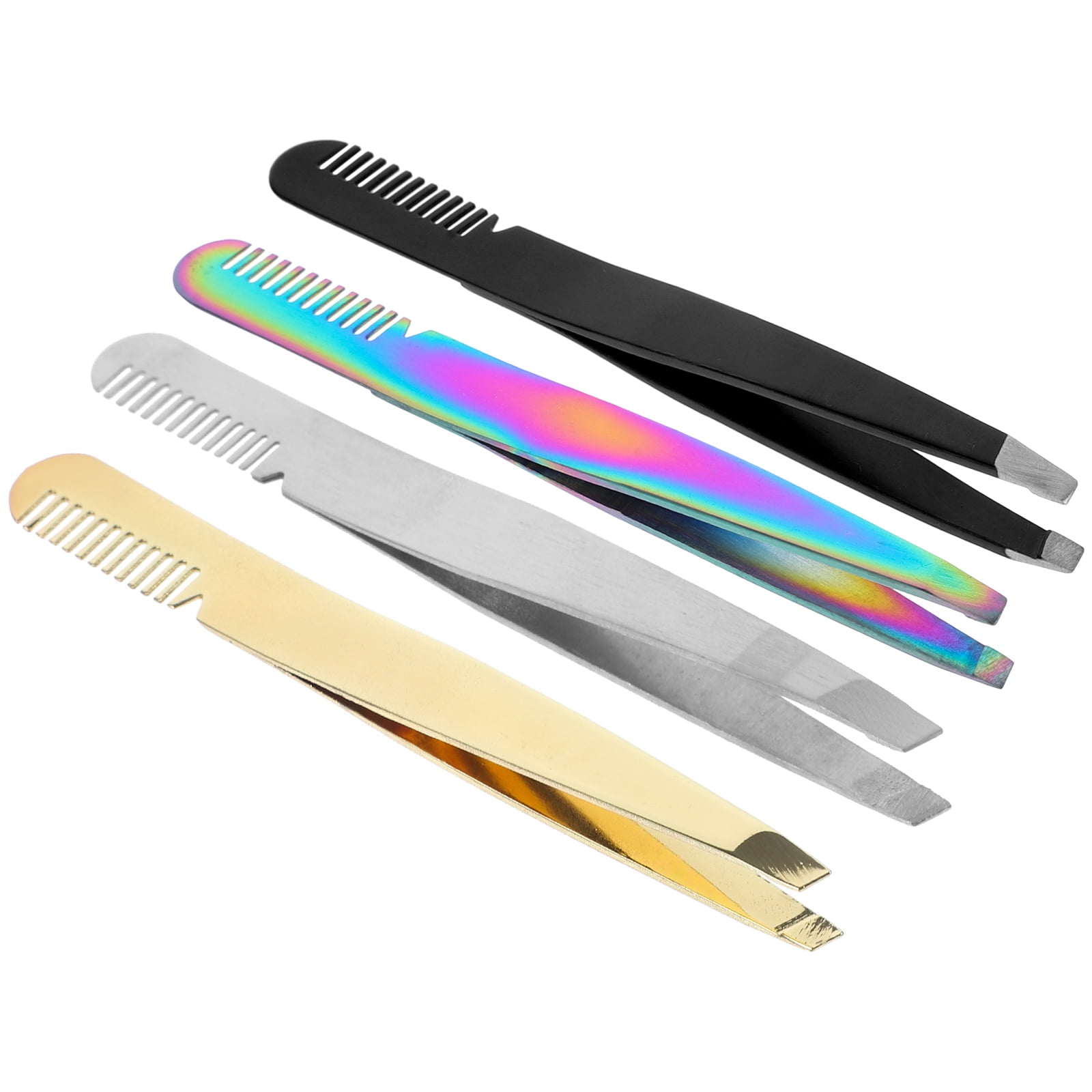 4 Pcs Eyebrow Tweezer with Comb Lighted Modern Tweezers Women's Miss ...
