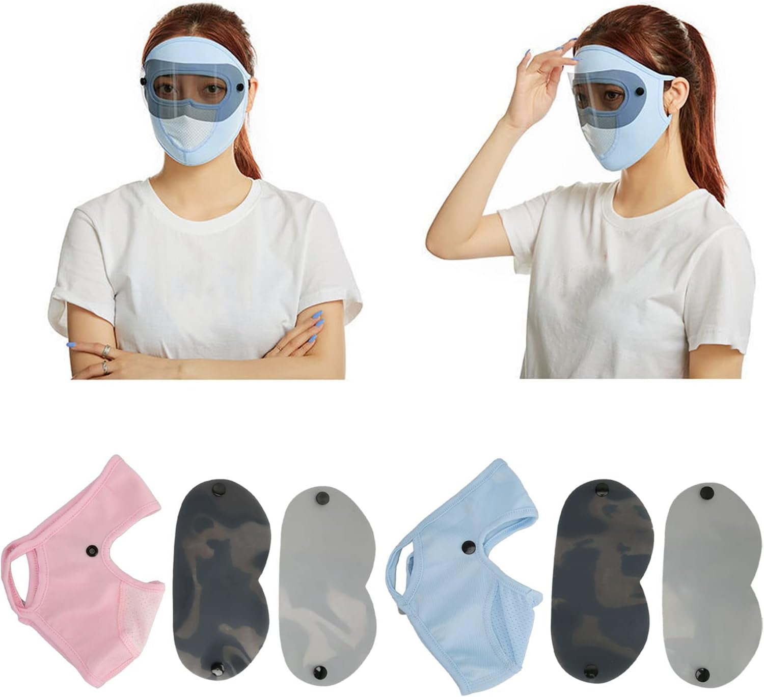 4 Pcs Face Face Covering, Women Sun Face Mask, Multifunctional Ice Silk ...