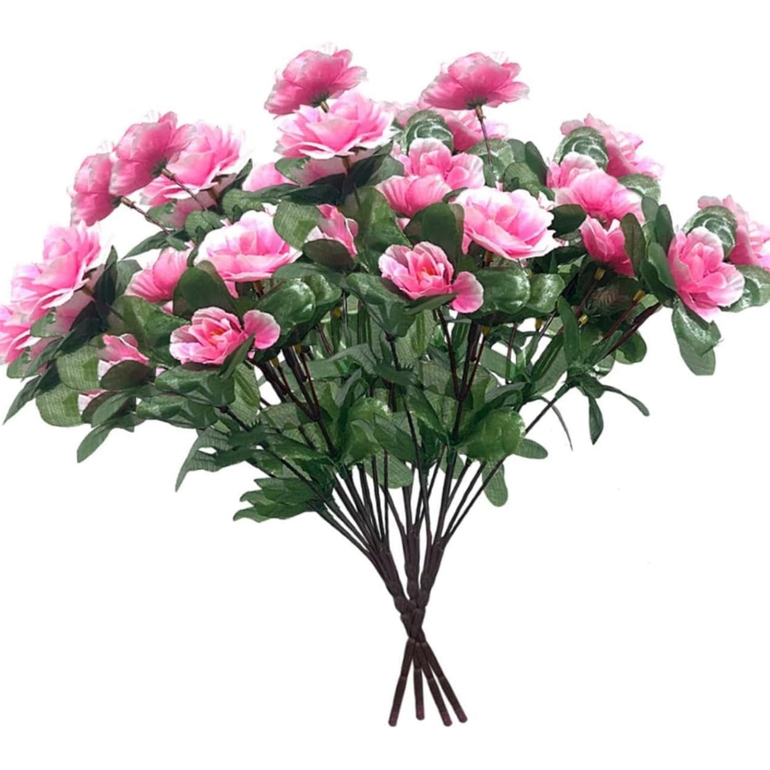 4 Pcs Fake Flowers Outdoor Indoor Silk Flower Artificial Red Azalea ...