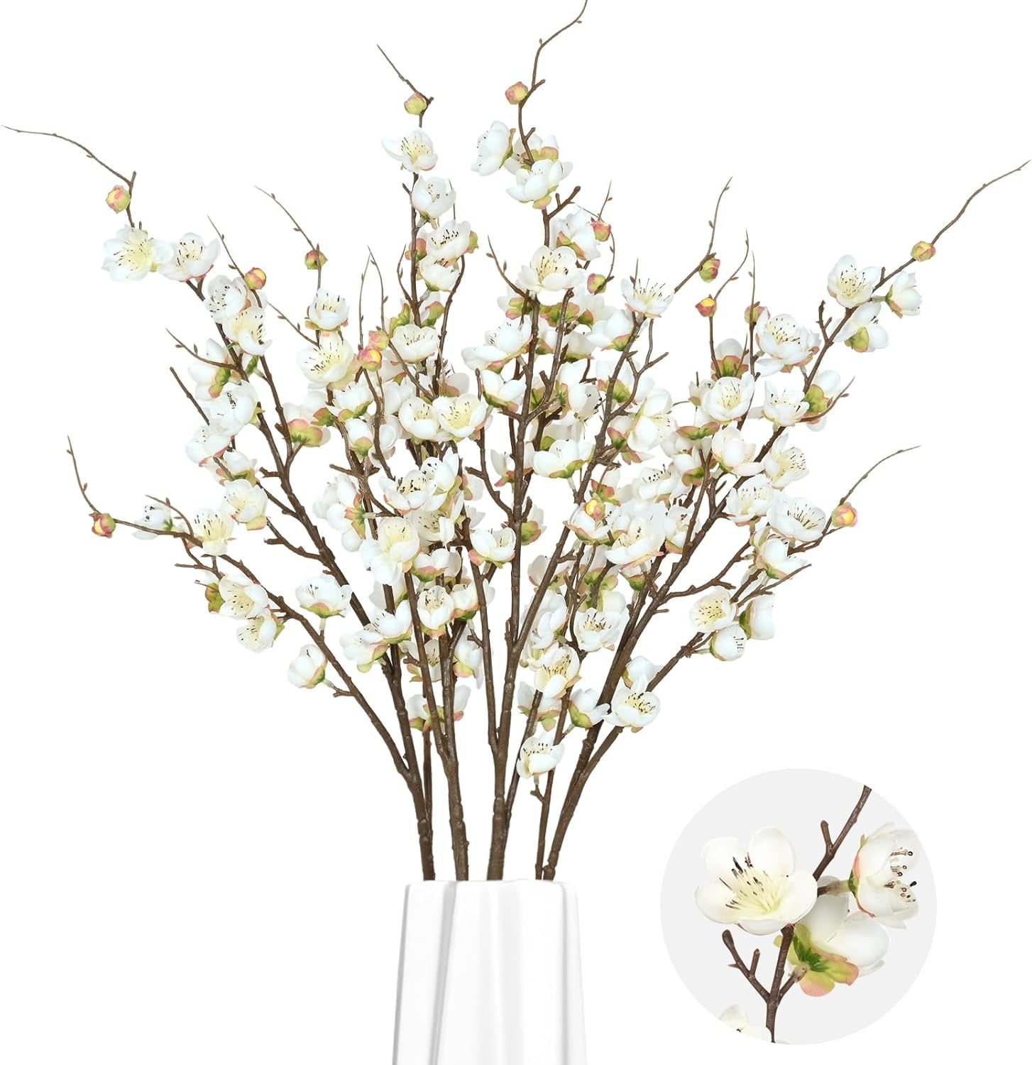 4 Pcs Faux Cherry Blossom Decor, 36'' Long Stem Artificial Flowers for ...