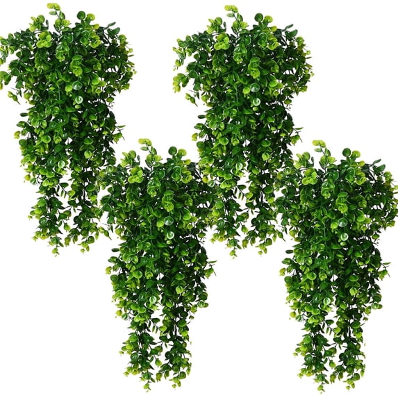 ,4 Pcs Faux Eucalyptus Leaf Greenery Vine Faux Ivy Room Decor Garden ...