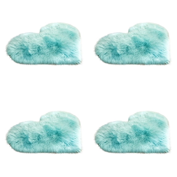 4 Pcs Rug Heart Shaped 20"x15", Fluffy Shag Mat for Bedroom Living Room ...