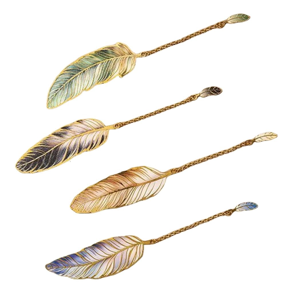 4 Pcs Feather Bookmarks Retro Book Markers Reading Bookmarks with ...