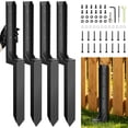 4 Pcs Fence Post Repair Kit, Heavy Duty Fence Post Anchor Ground Stakes ...