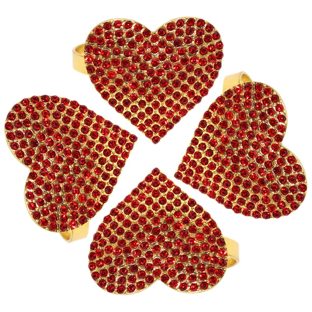 4 Pcs Festival Napkin Clasp Party Ring Decor Holder Heart Trays Red ...