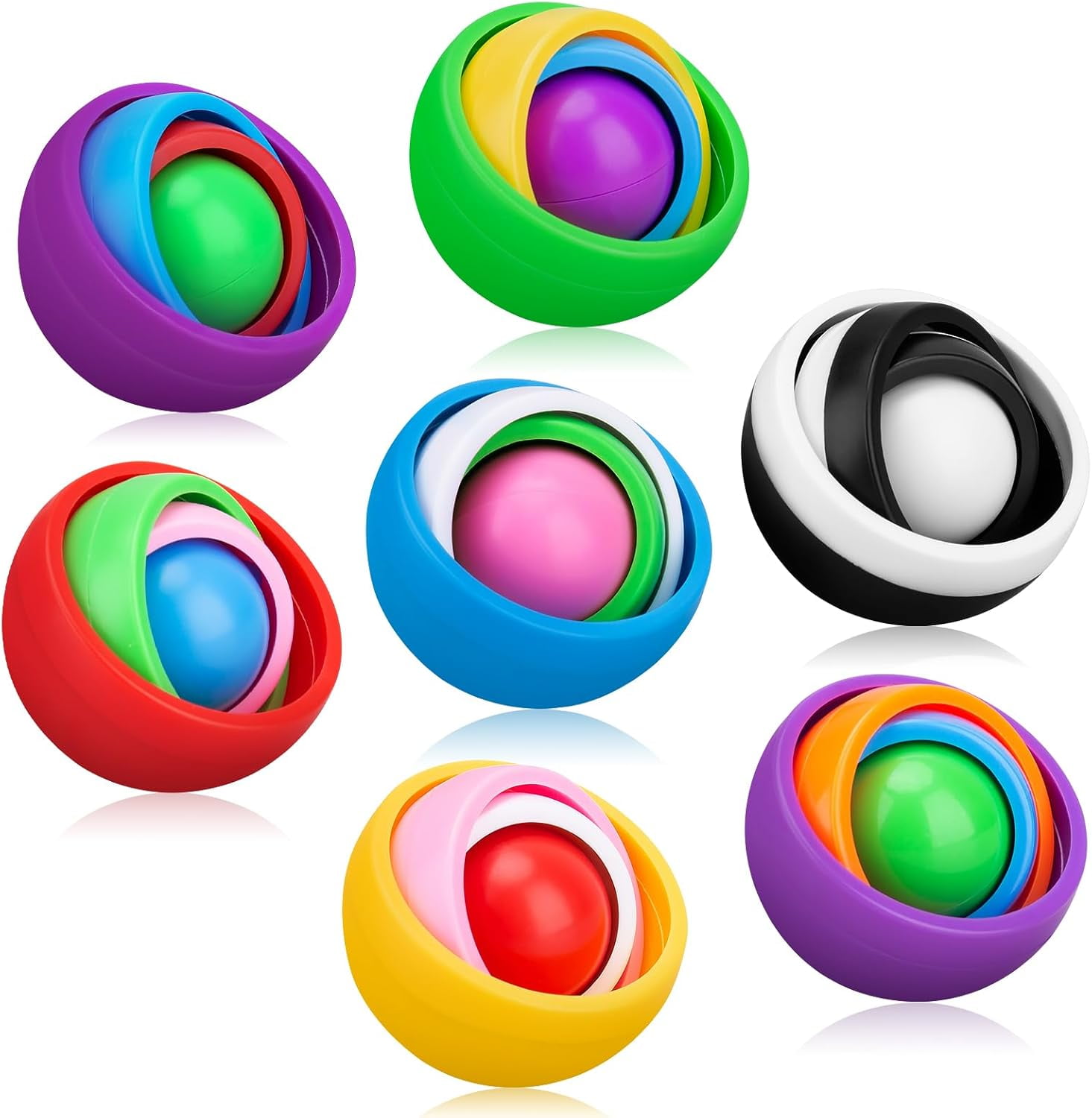 (4 Pcs) Fidget Toys Orbit Ball Toy Pack, Novelty Creative Track Infinity Cube Stress Relief ...