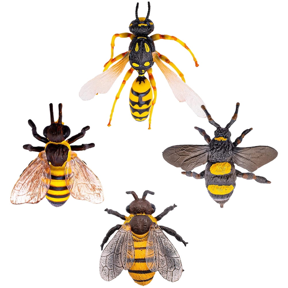 4 Pcs Figurines Lifelike Bee Figures Toy Honeybee Acres Toys Child ...