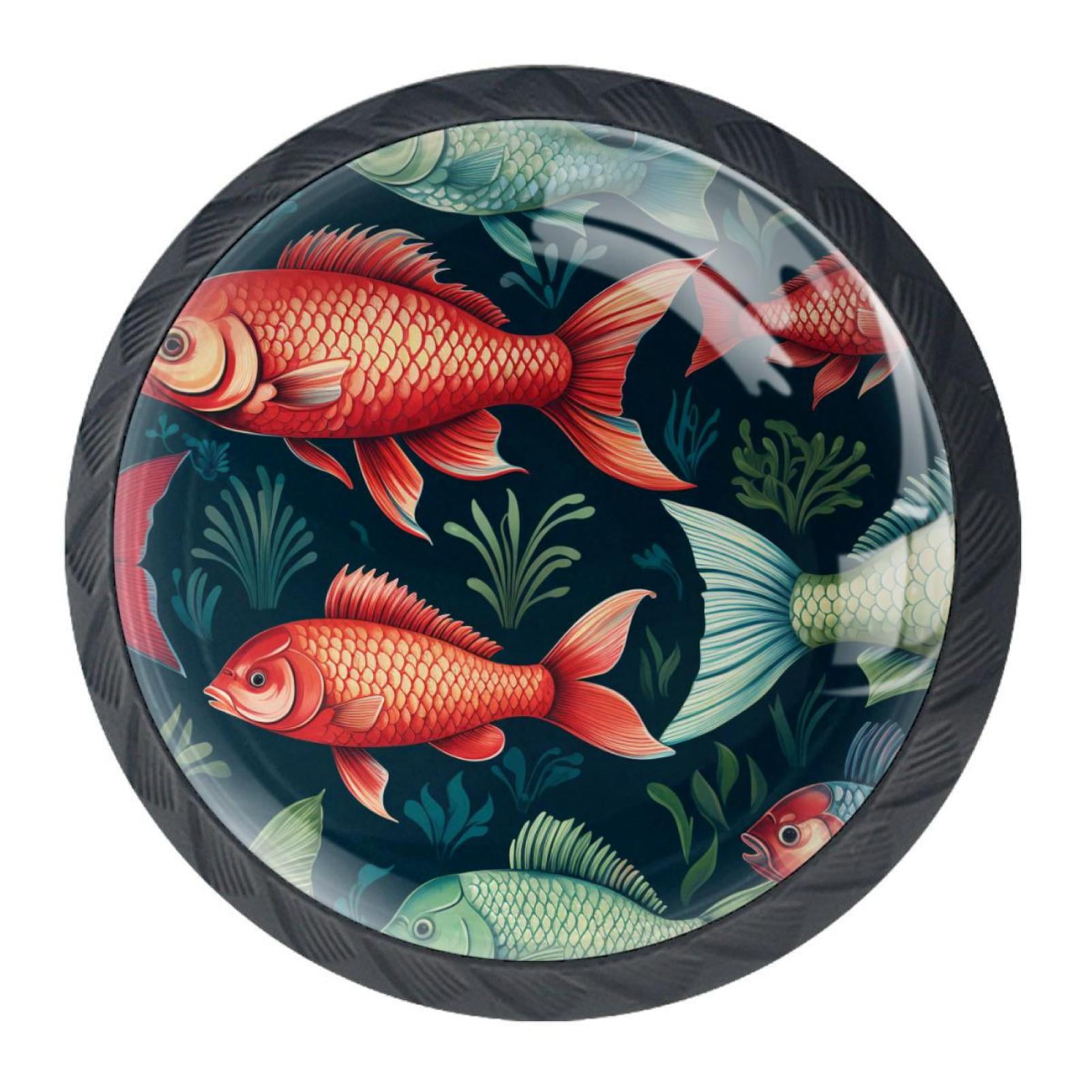 4 Pcs Fish Knobs for Kitchen Cabinet Cupboard Dresser Bookcase Drawer ...