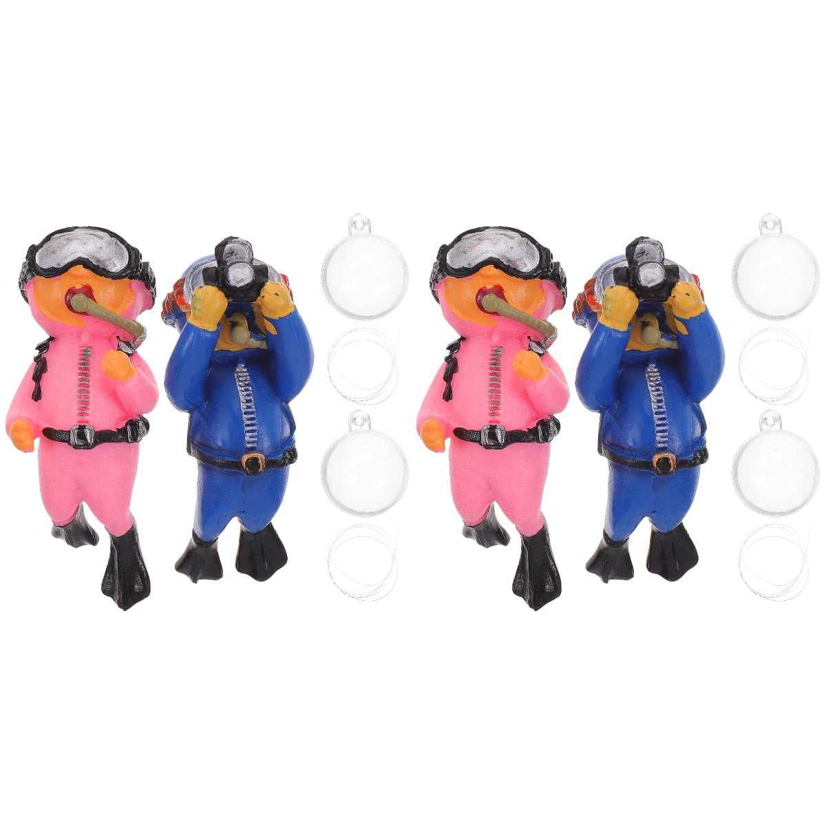 4 Pcs Fish Tank Accessories Ornament Fish Decorations Diver Figurines ...