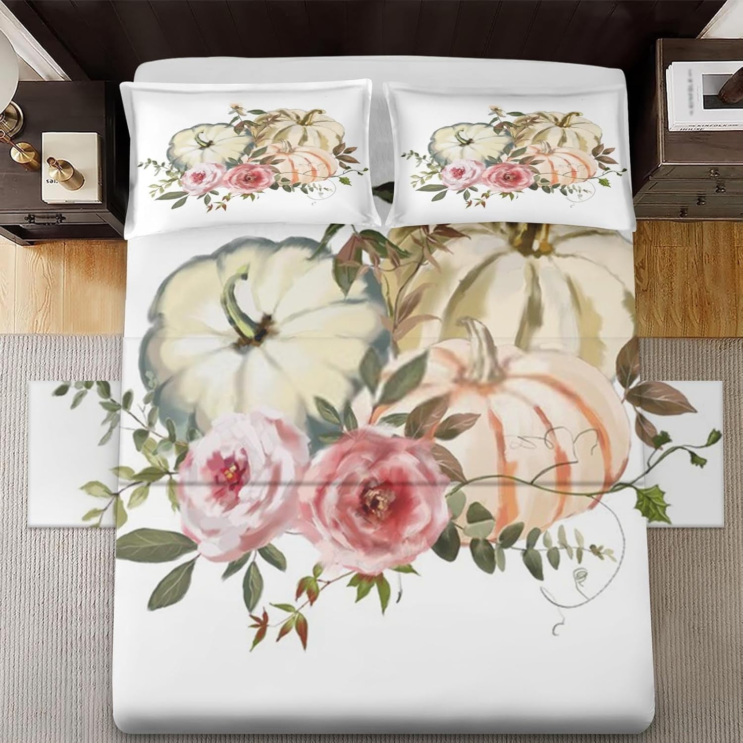 4 Pcs Fitted Sheet Set Size with 16" Deep Pocket, Animal Cute Autumn ...