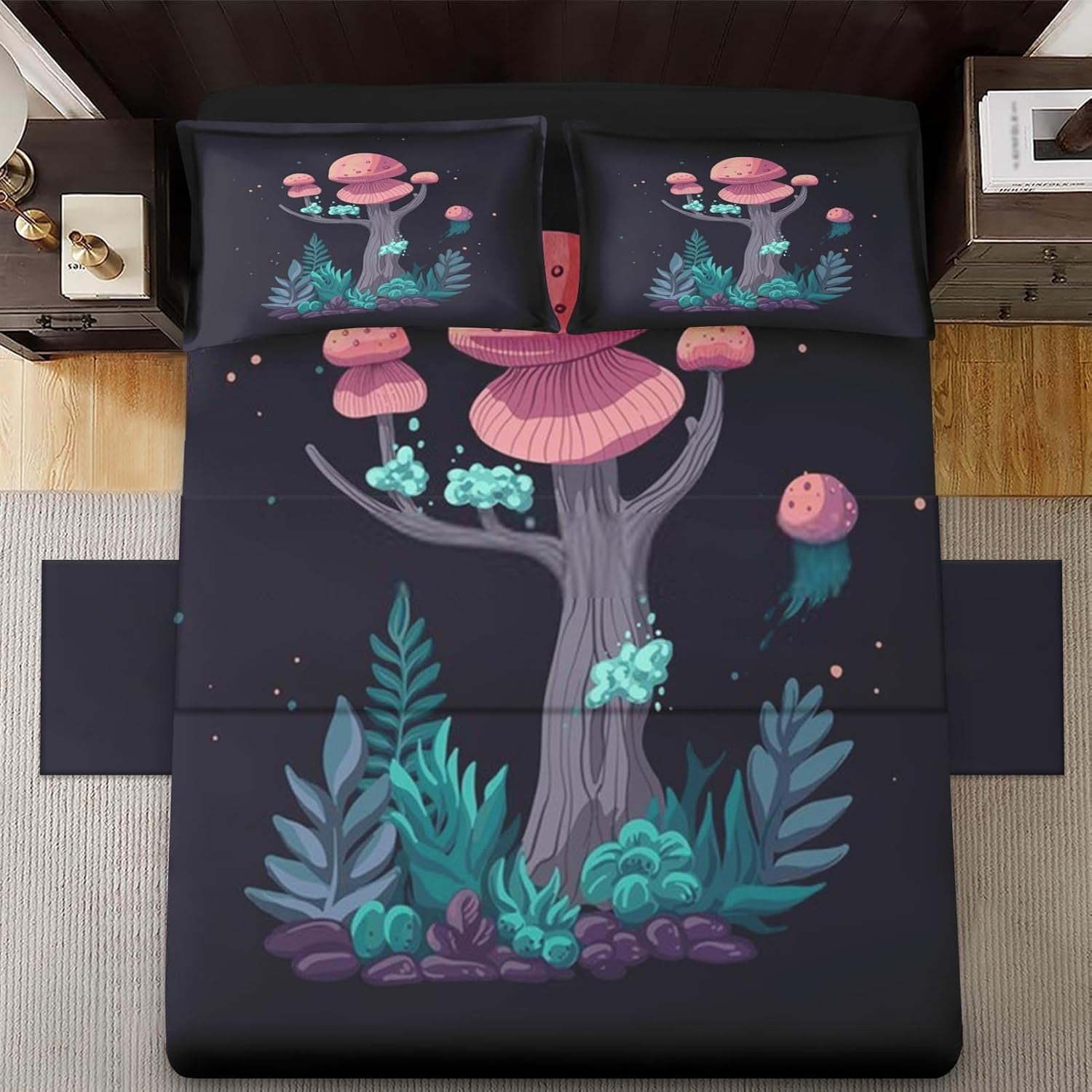 4 Pcs Fitted Sheet Set Size with 16" Deep Pocket, Witchy Pagan Tarot ...
