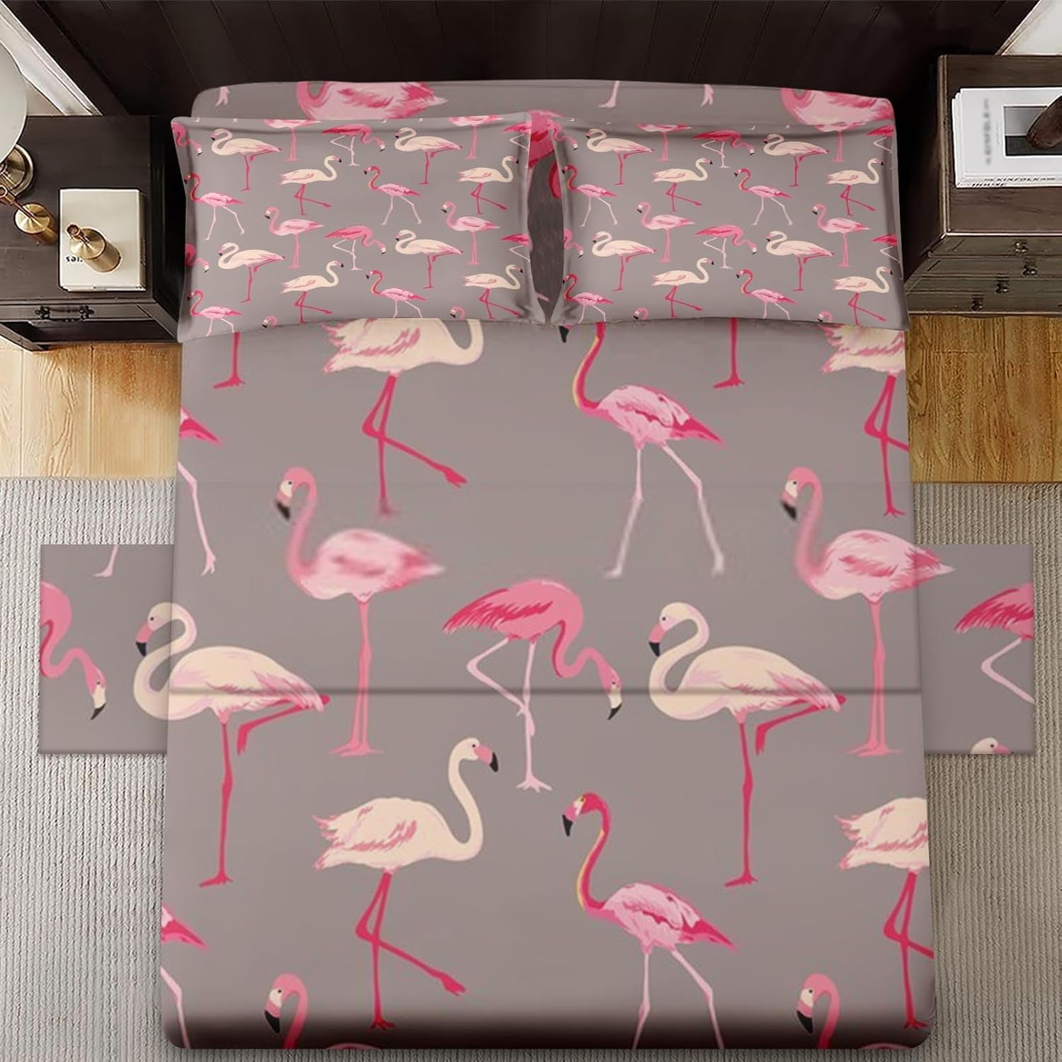 4 Pcs Fitted Sheet Set Size with Deep Pocket, Chicken Farmhouse Animal ...