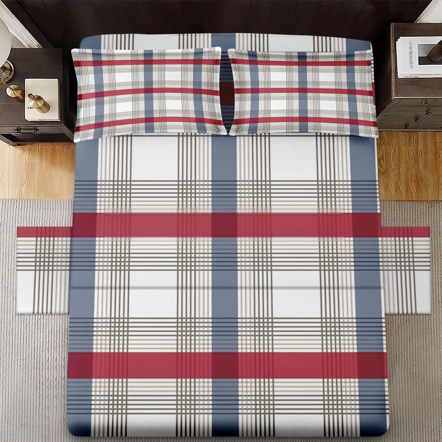 4 Pcs Fitted Sheet Set Size with Deep Pocket, Science Vintage College ...