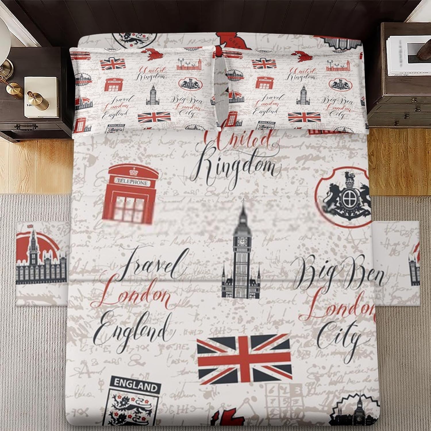 4 Pcs Fitted Sheet Set Size with Deep Pocket, Vintage Witch Pagan ...