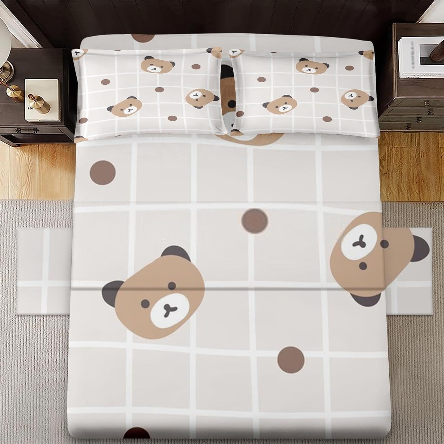 4 Pcs Fitted Sheet Set Size with 16" Deep Pocket, Cute Owls Animal ...