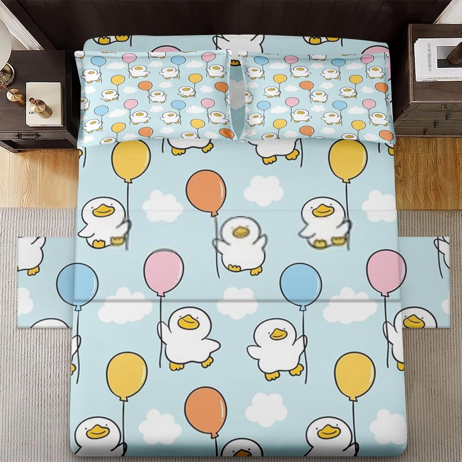4 Pcs Fitted Sheet Set Size with Deep Pocket, Kawaii Corgi Cute Bedding ...