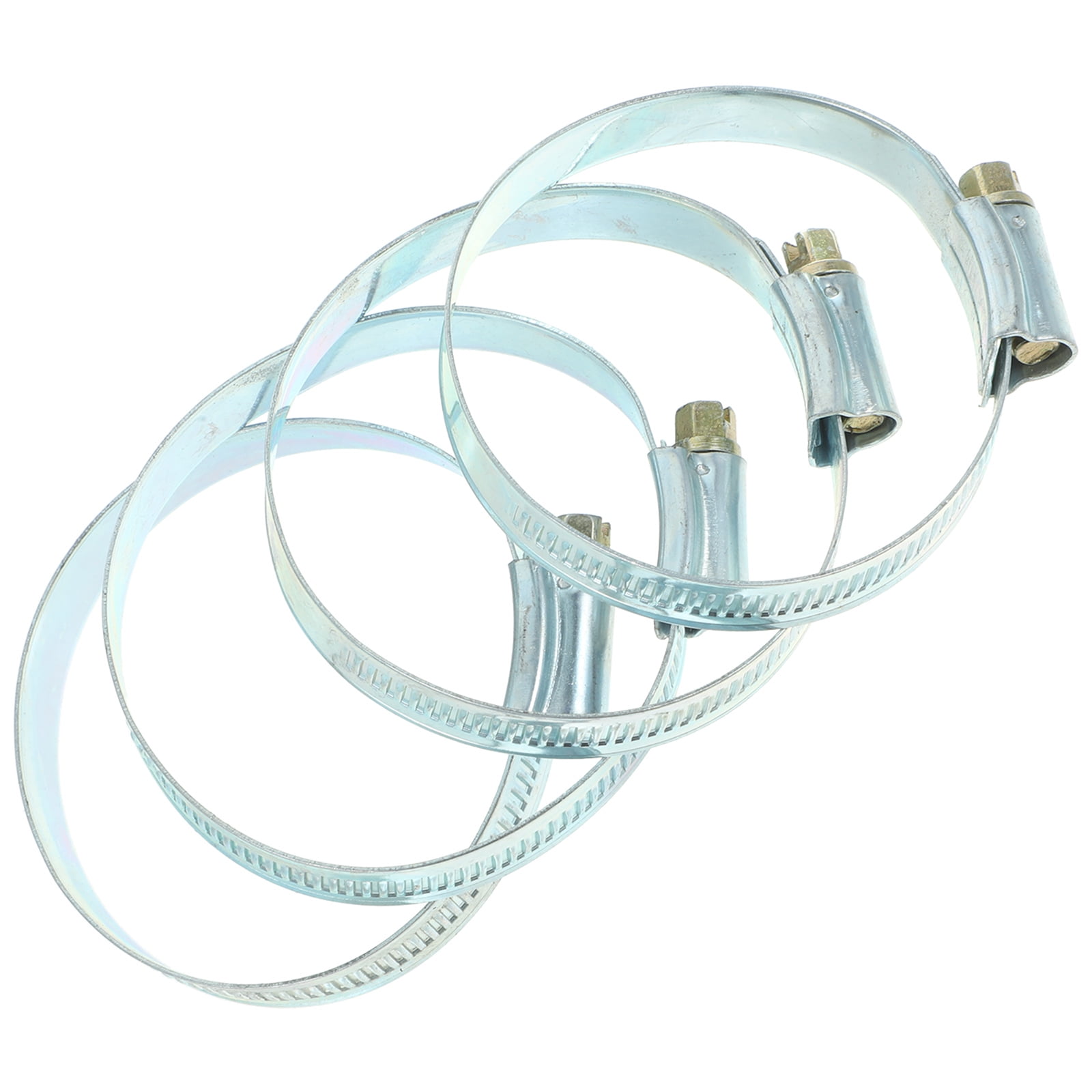 4 Pcs Flat Hose Clamp Metal Strapping Stainless Steel Clamps Worm Gear ...