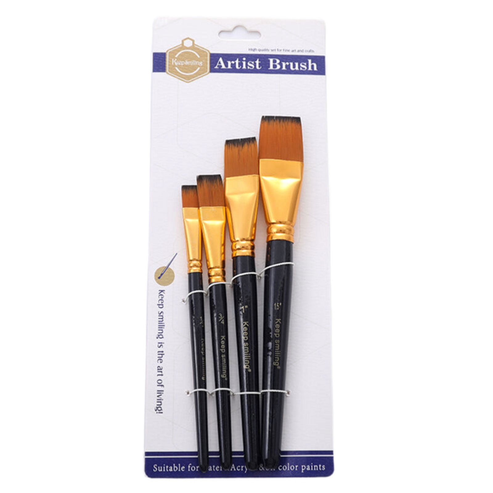 4 Pcs Flat Paint Brushes Set Watercolor Brushes Multifunctional ...