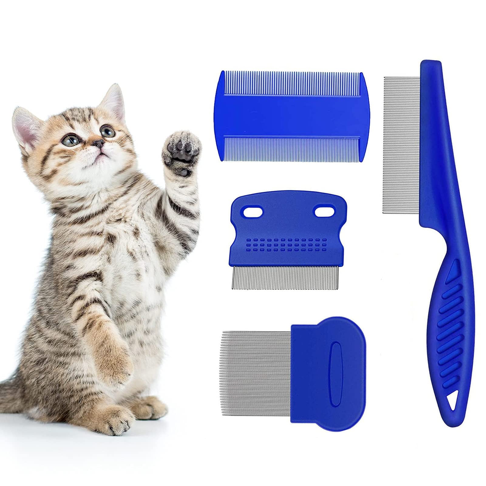 4 Pcs Flea Lice Comb for Cats Dogs, 4 Styles of Comb Included, Cat Dog ...