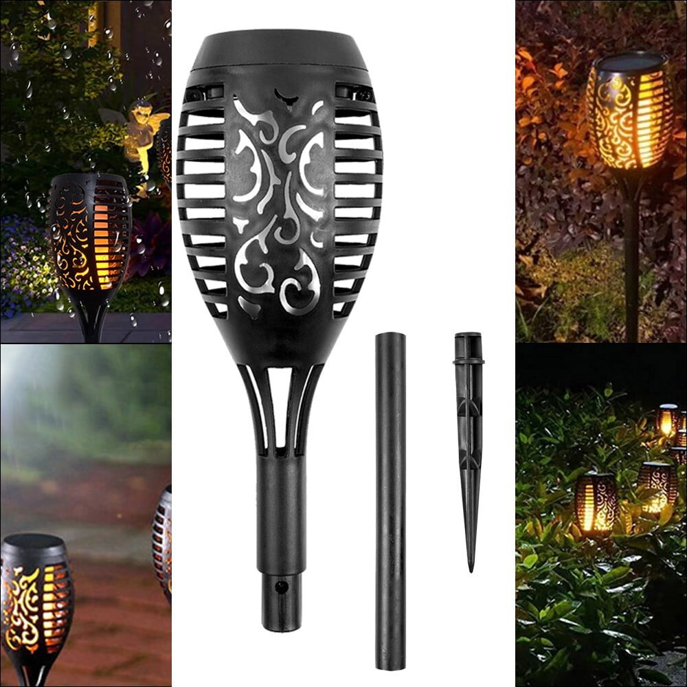 4 Pcs Flickering LED Solar Flame Tiki Torch Lights Outdoor Garden Yard ...