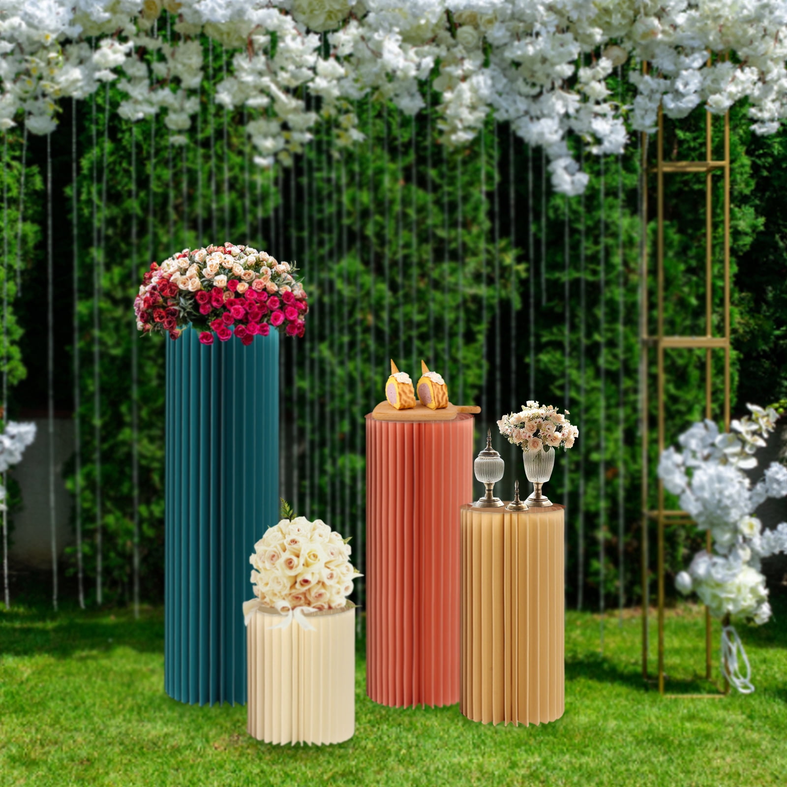 4 Pcs Floor Column Vases Flowers Vase Stand Cardboard Pillar Road Lead ...