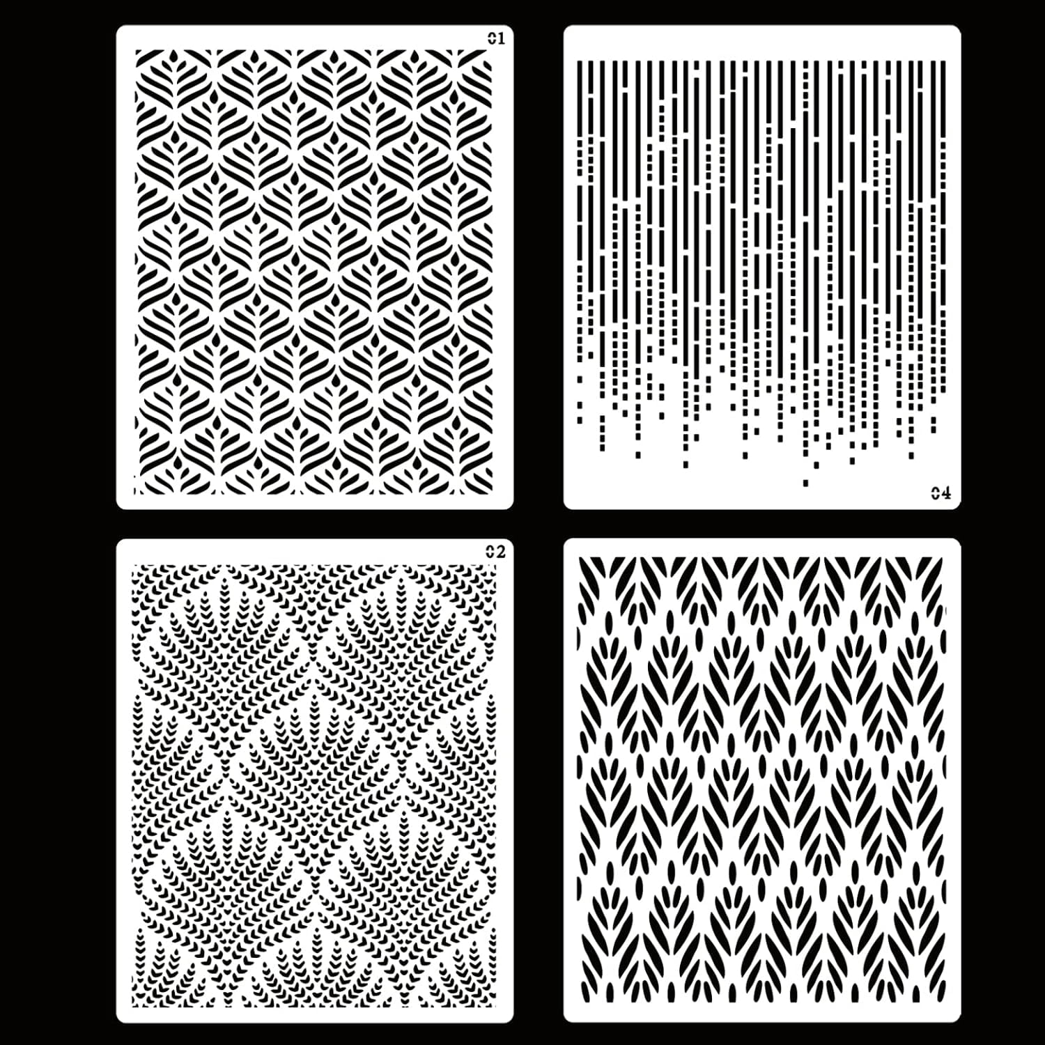 4 Pcs Floral Wedding Cake Stencils - Reusable Buttercream Templates for ...