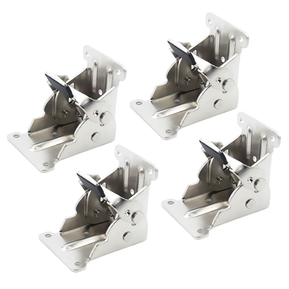 4 Pcs Foldable Hinge Silver Bracket Hinges Furniture Leg Folding ...