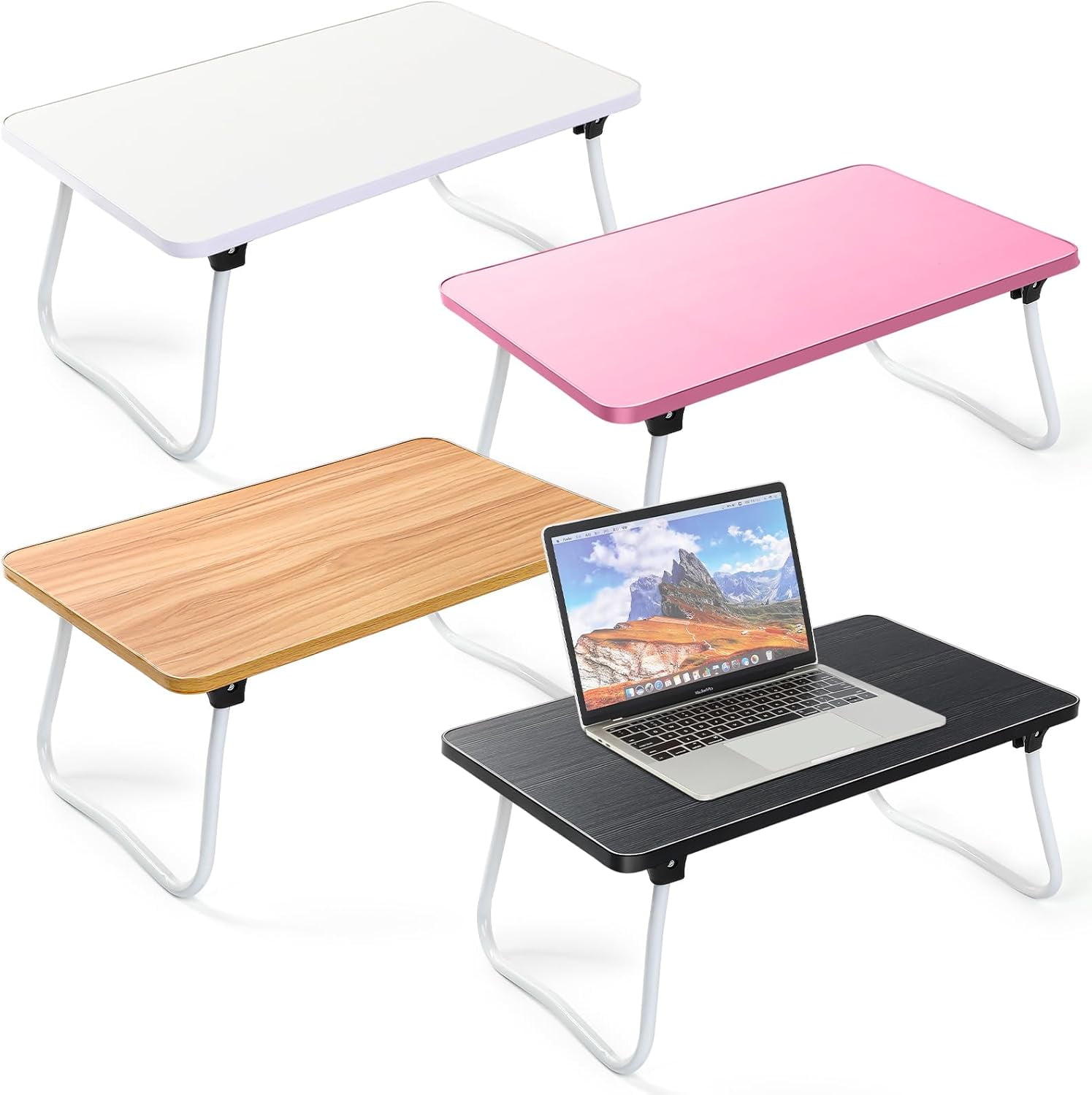 4 Pcs Foldable Lap Table Folding Laptop Bed Desk 4 Color Portable Study ...