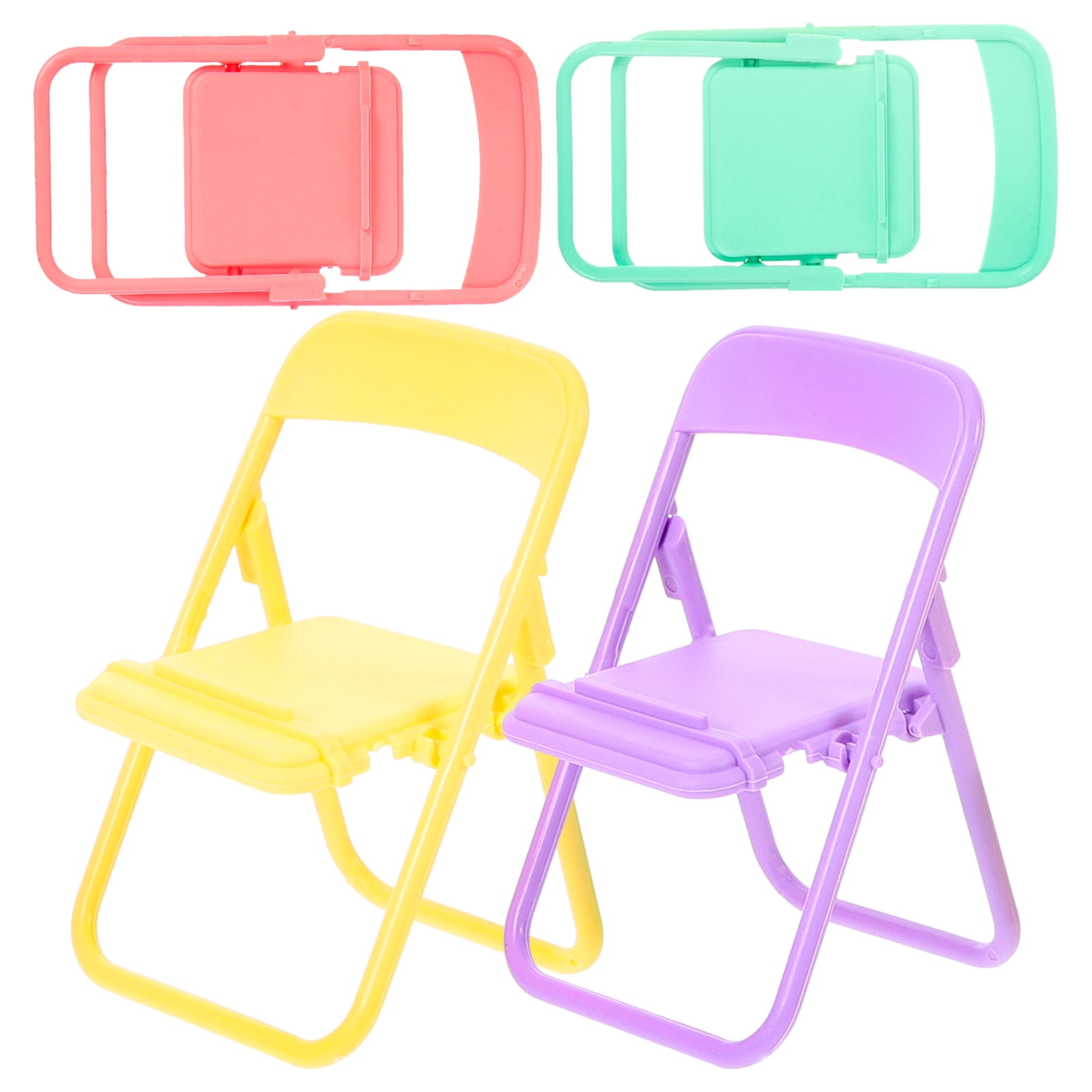 4 Pcs Folding Chair Plastic Mini Toys Toddler Miniature for Girls House ...