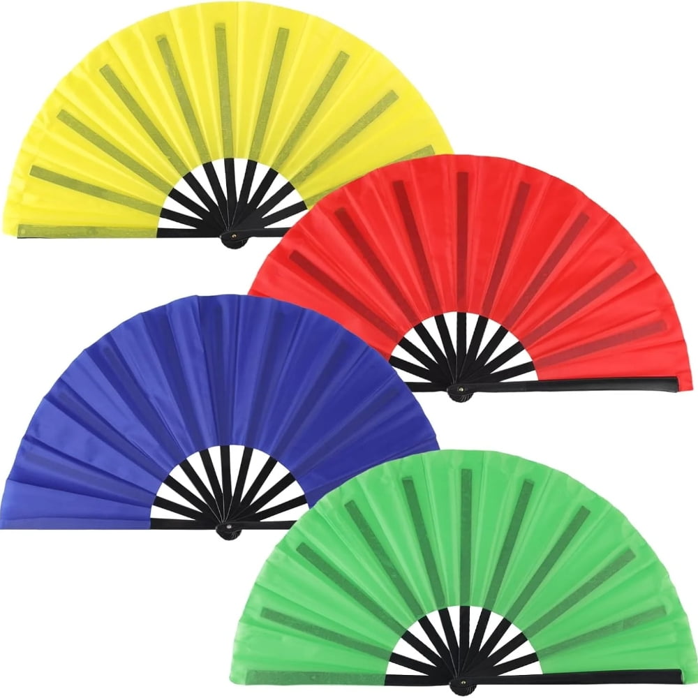 4 Pcs Folding Fans, Large Chinese Square Dance Fan, Line Dance Folding ...