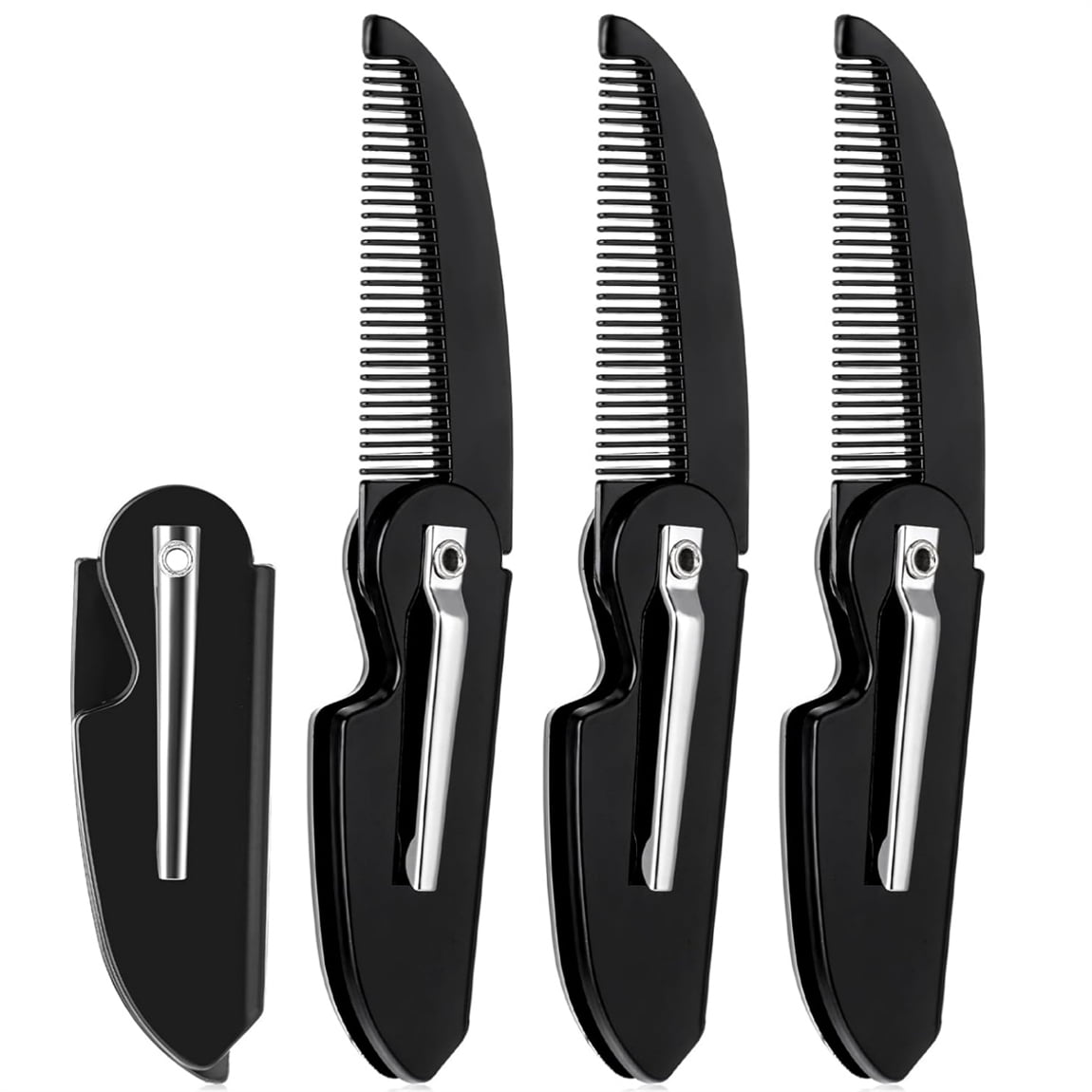 4 Pcs Folding Mustache Comb, Portable Beard Comb for Men, Fine Teeth ...