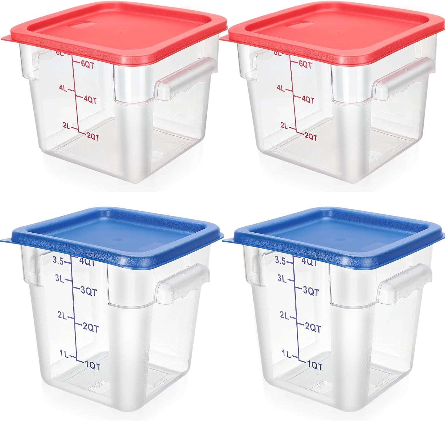 4 Pcs Food Storage Containers with Scales 8 qt and 4 qt Square ...