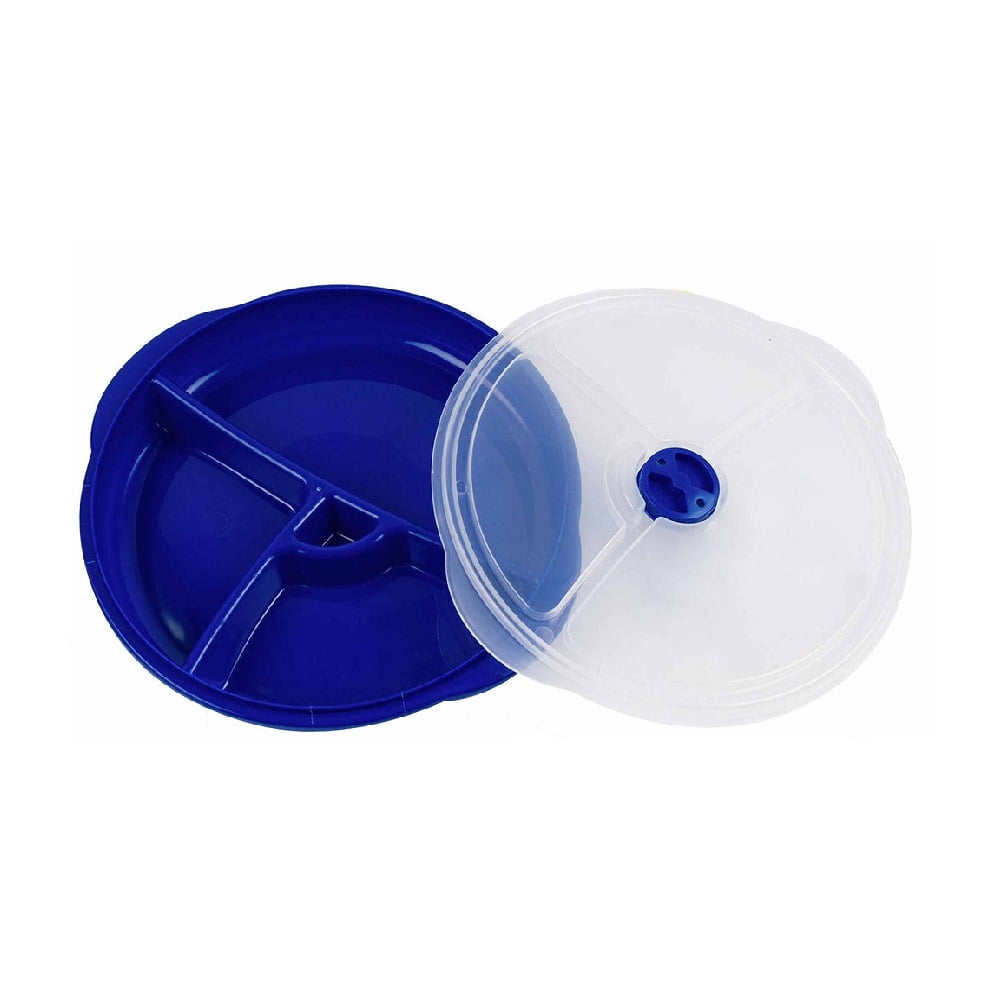 4 Pcs Food Storage Plate 3 Section Container Healthy Portion Control ...