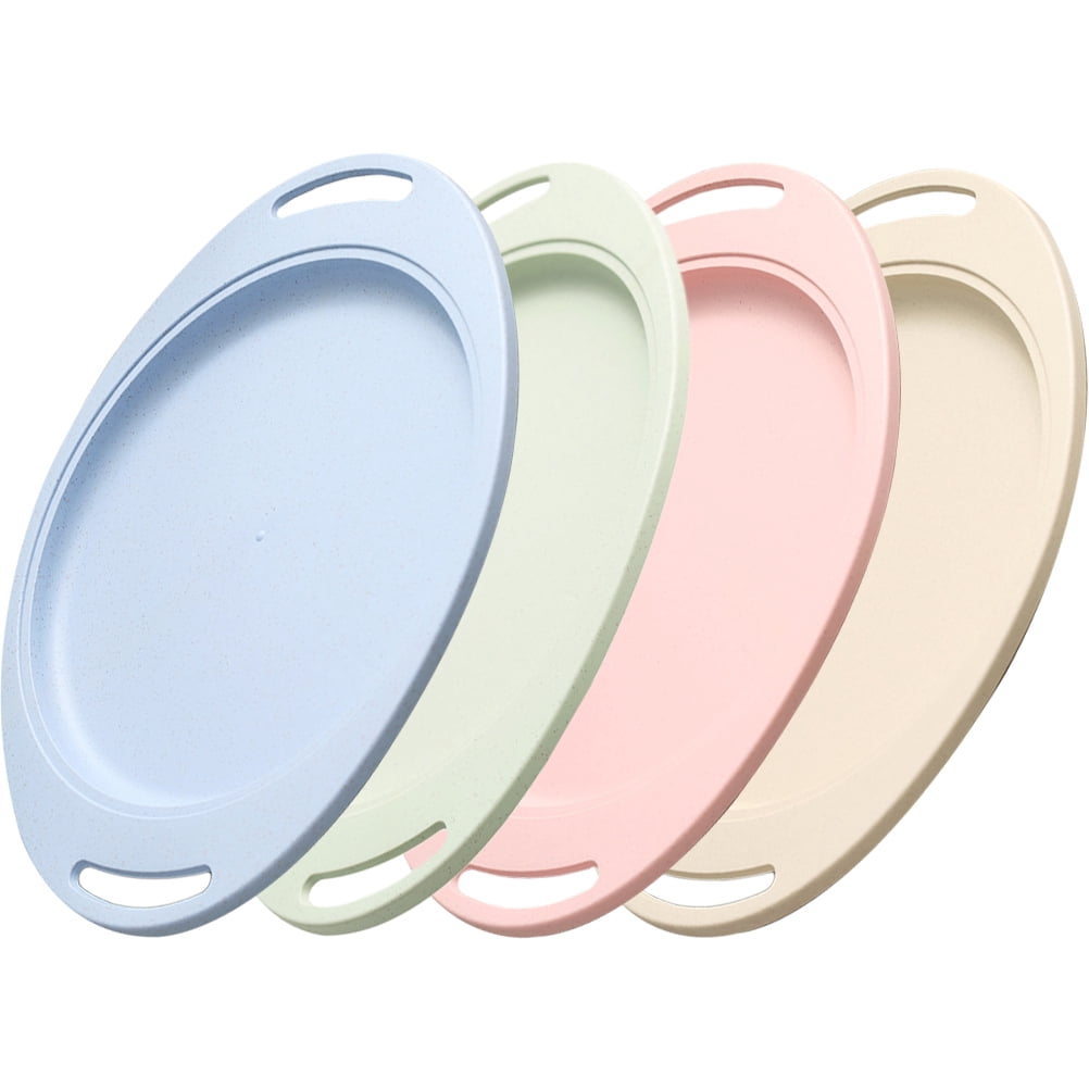 4 Pcs Food Tray Oval Dinner Plates Fruit Trays Wheat Straw Western ...