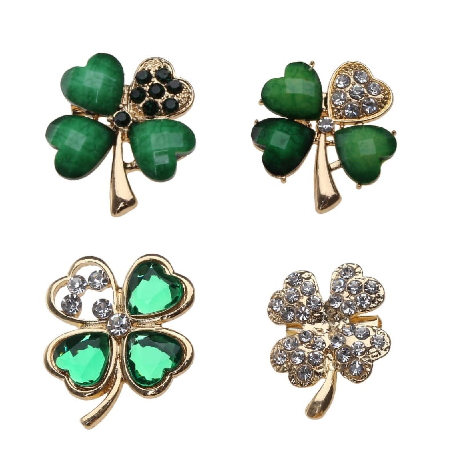 4 Pcs Four Leaf Clover Brooches Lapel Pin Backpack Decorations Shamrock ...